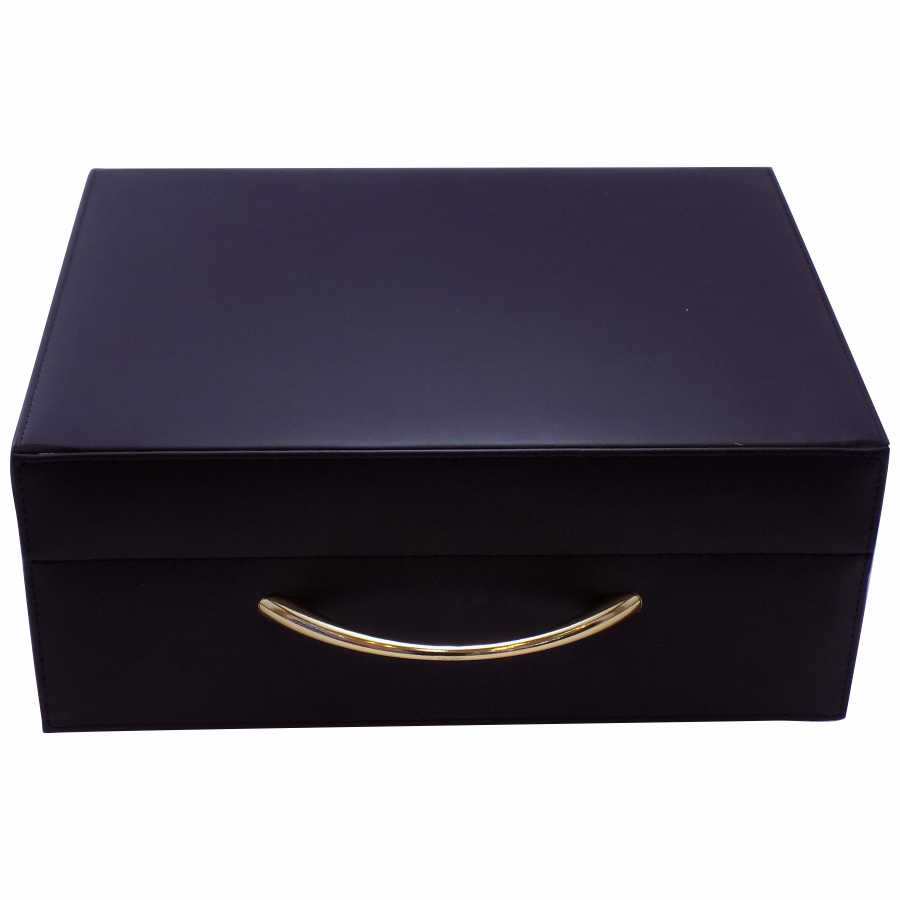 PORTAFOLIO NEGRO MANIJA COLOR DORADA