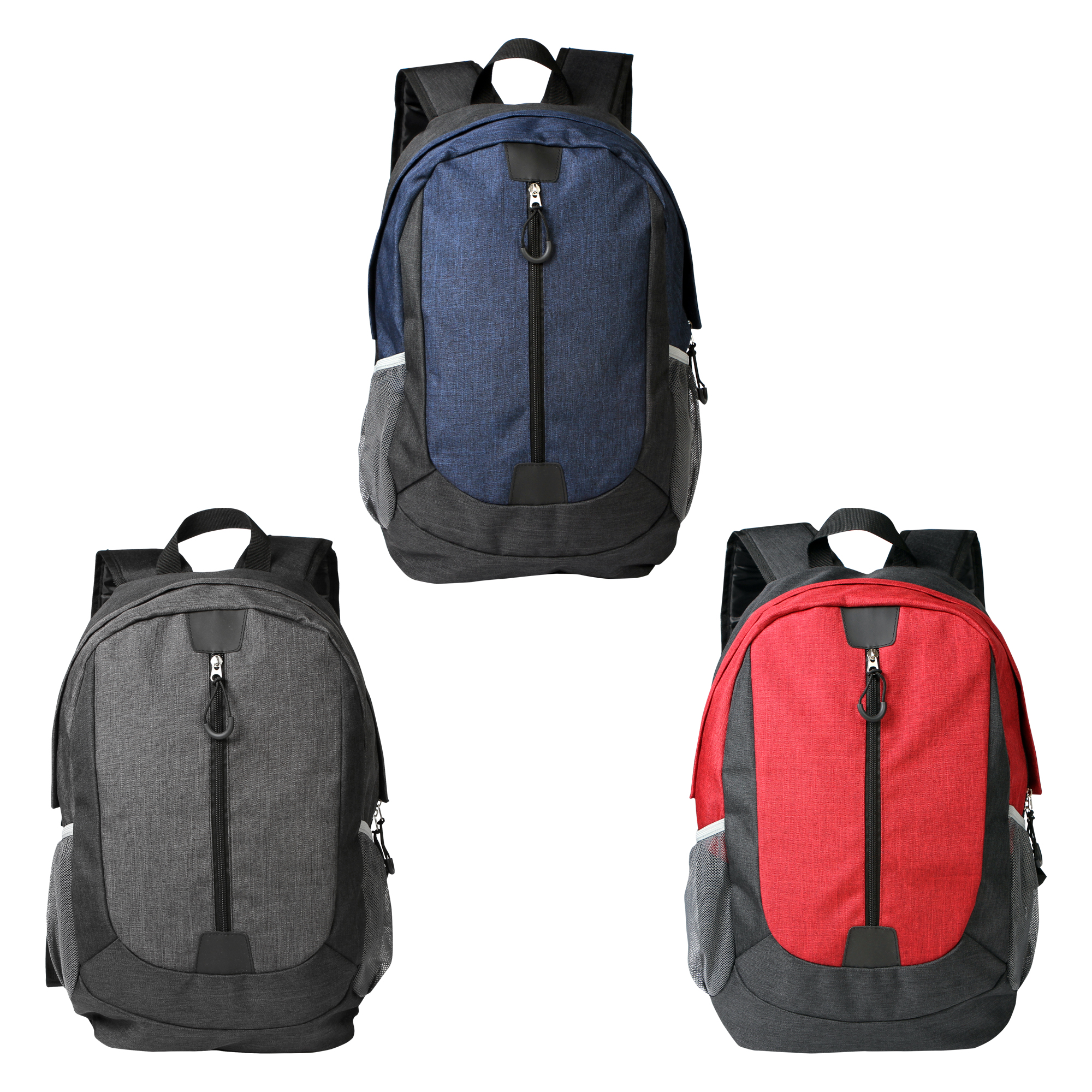 MOCHILA TIPO BACKPACK CON CIERRE VERTICAL Y BOLSAS DE MALLA E469